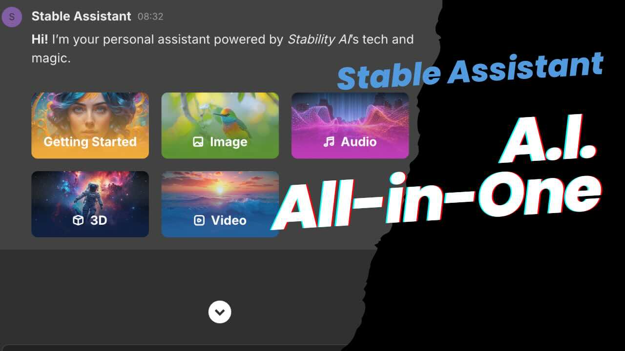 Stable Assistant per la creazione di testi, immagini, audio, 3D